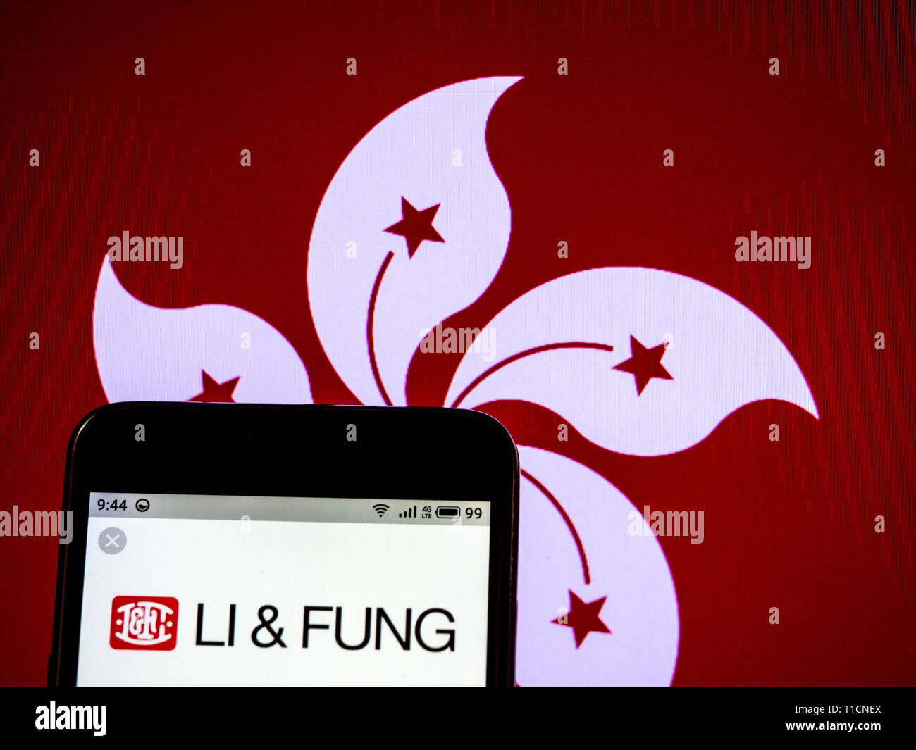IIn this photo illustration a Li & Fung logo seen displayed on a smart ...