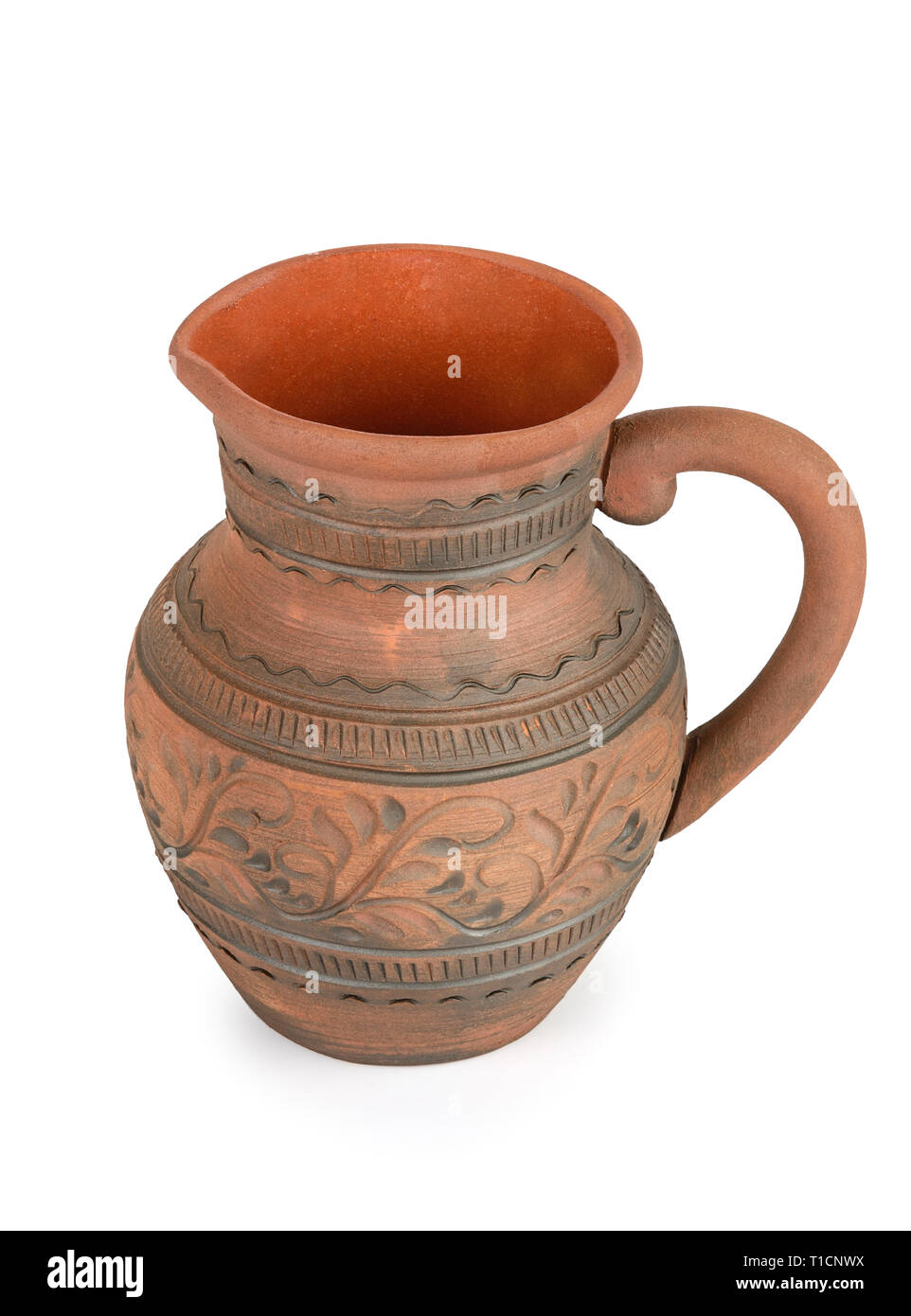 Big earthen jug isolated on white background Stock Photo - Alamy