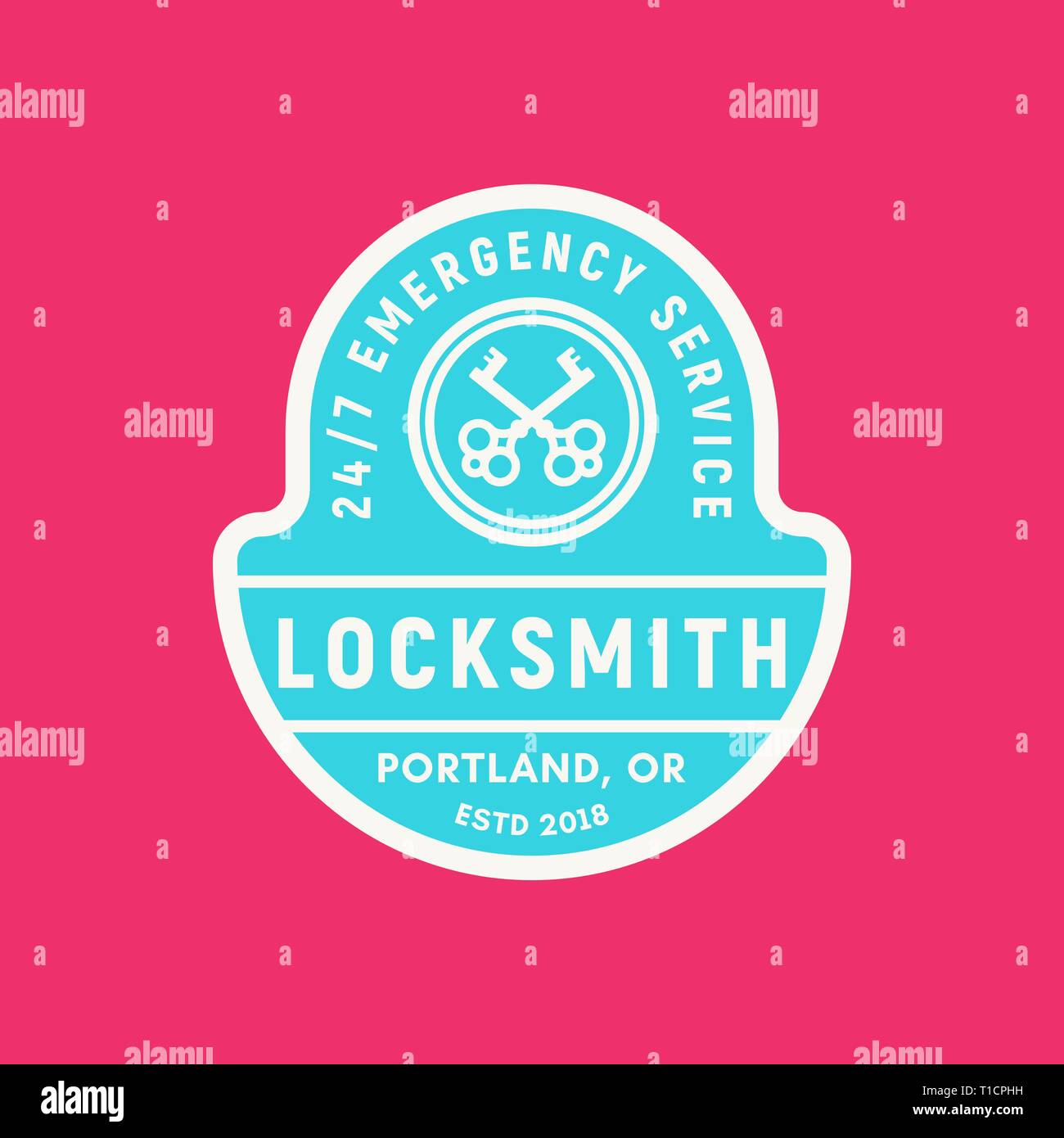 vintage locksmith logo. retro styled key cutting service emblem, badge ...