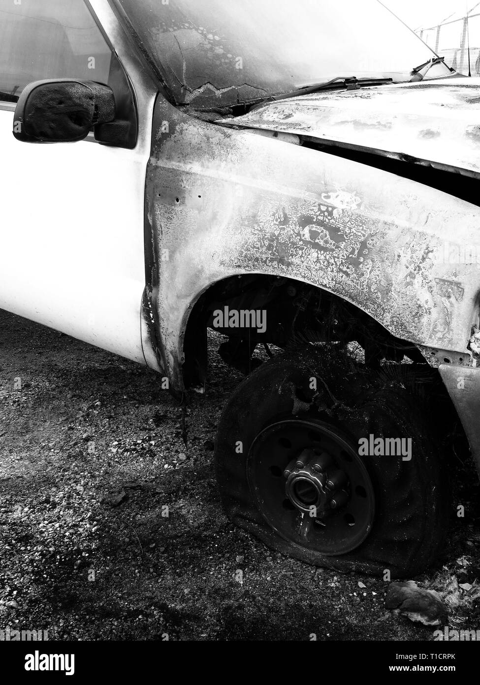 Wrecked fire truck Black and White Stock Photos & Images - Alamy