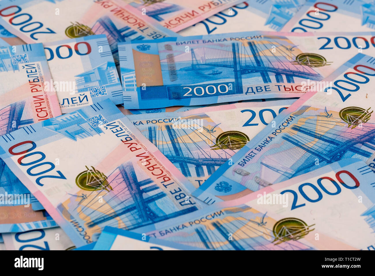 Russian banknotes 2000 rubles. Isolated on white background Stock Photo ...