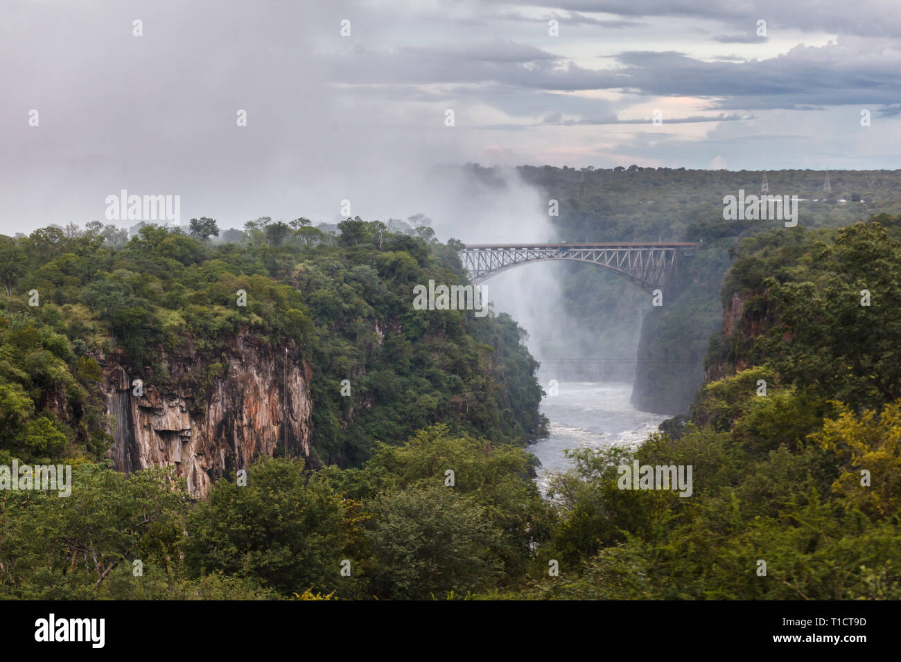 aerial view of the gorge leading to the bridge to the rim of Victoria ...