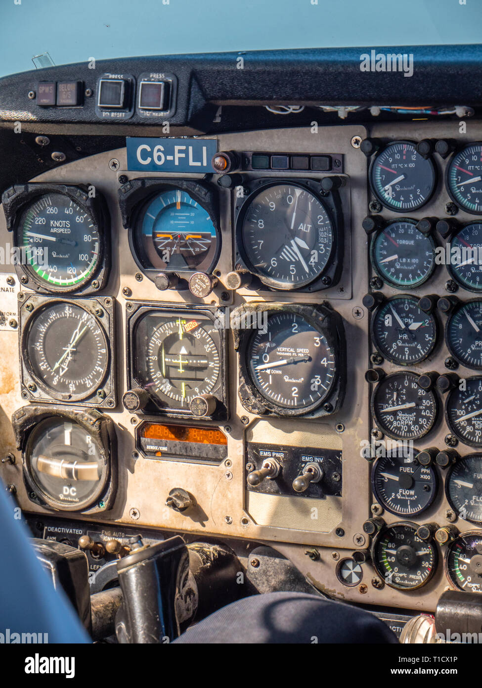 Very Old Airplane Controls, Light airplane, Governors Harbour Airport ...