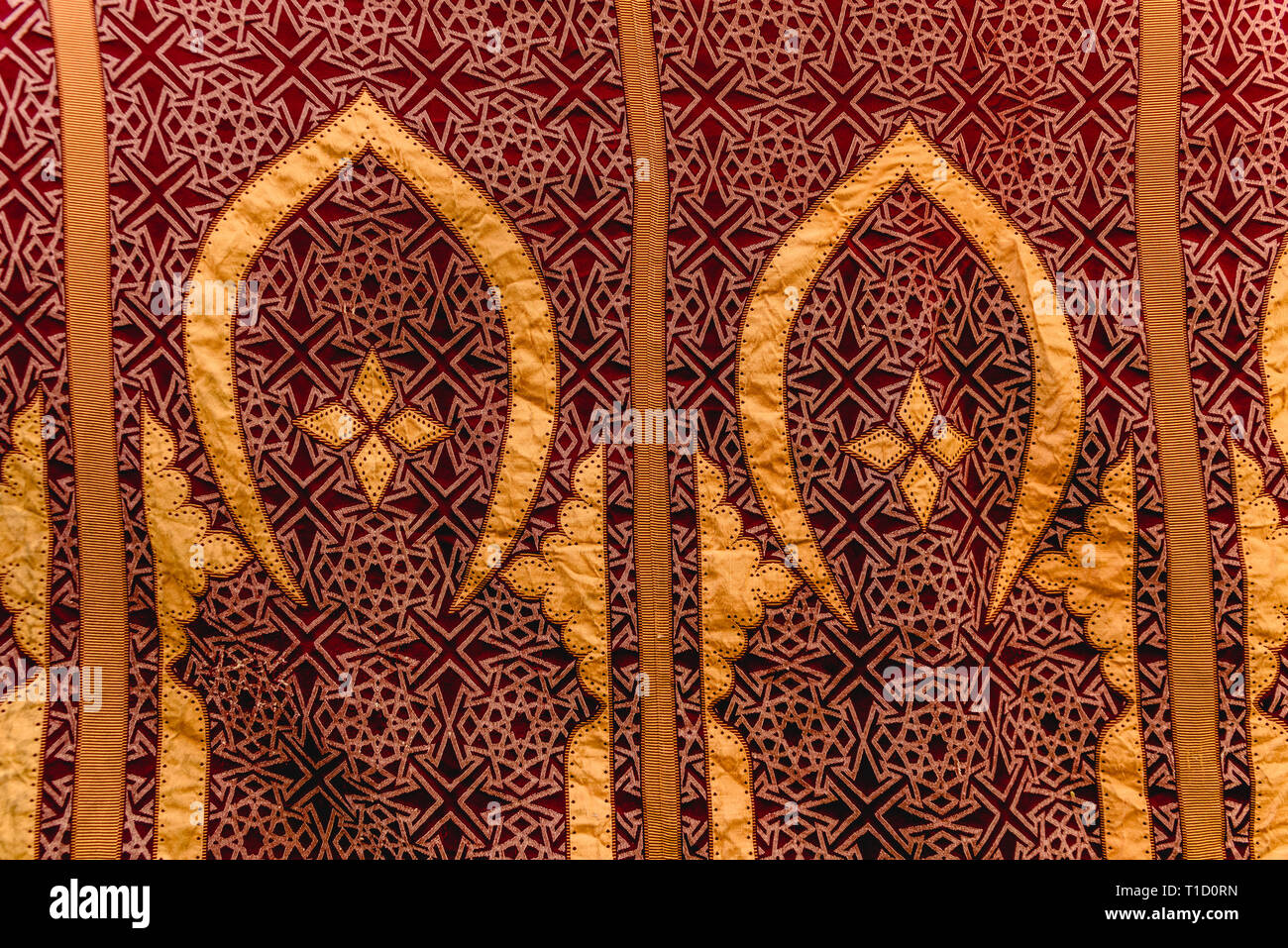 Fabric detail with Arabic designs, for background use Stock Photo - Alamy