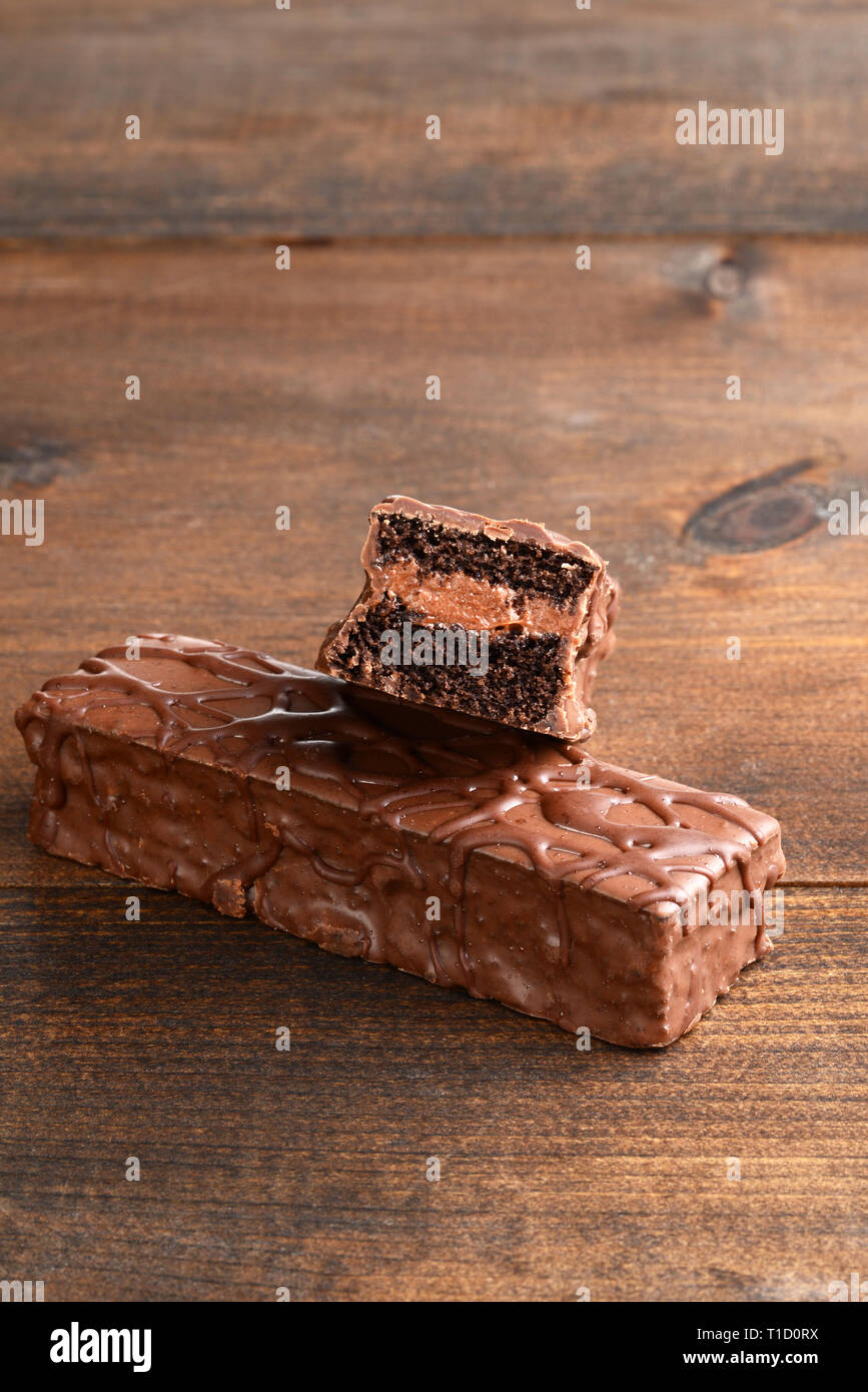 chocolate cream filled bar cakes Stock Photo - Alamy