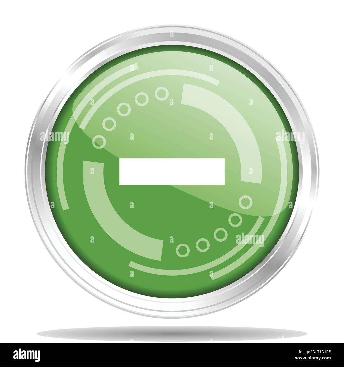 Minus silver metallic chrome border round web icon, vector illustration ...
