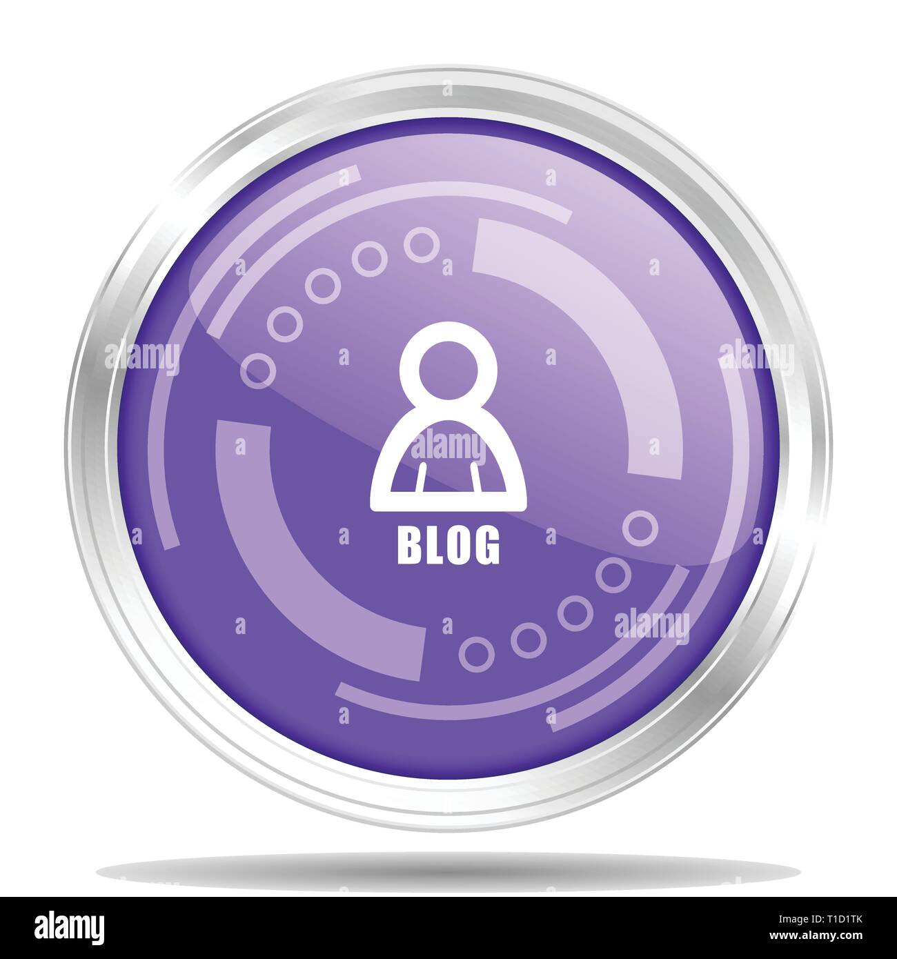 Blog silver metallic chrome border round web icon, vector illustration ...