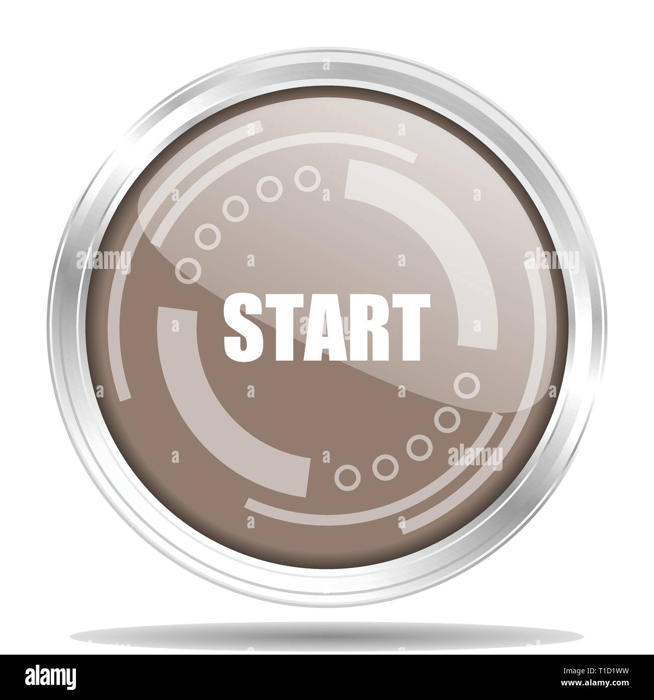 Start silver metallic chrome border round web icon, vector illustration ...