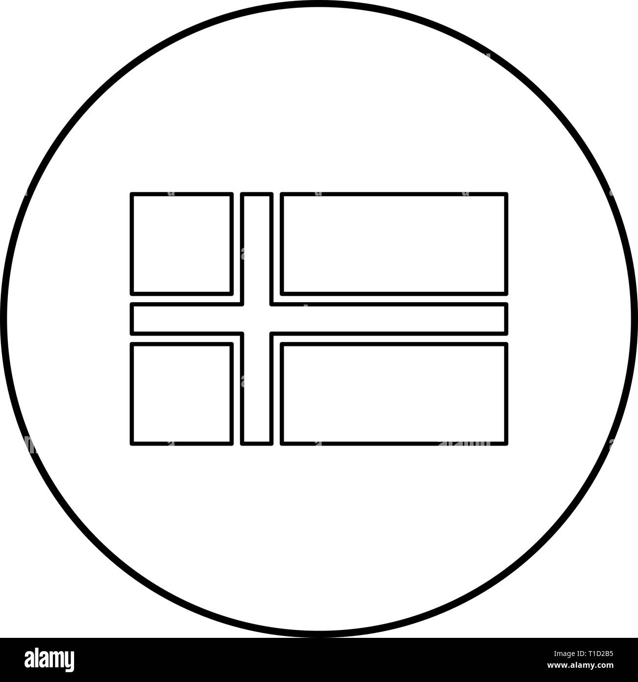 Flag of Norway icon outline black color vector in circle round ...