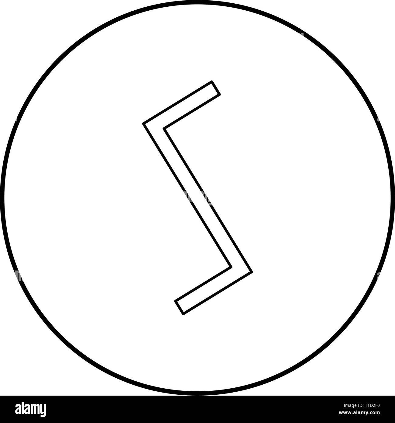 Sowull rune sol sun symbol icon outline black color vector in circle ...