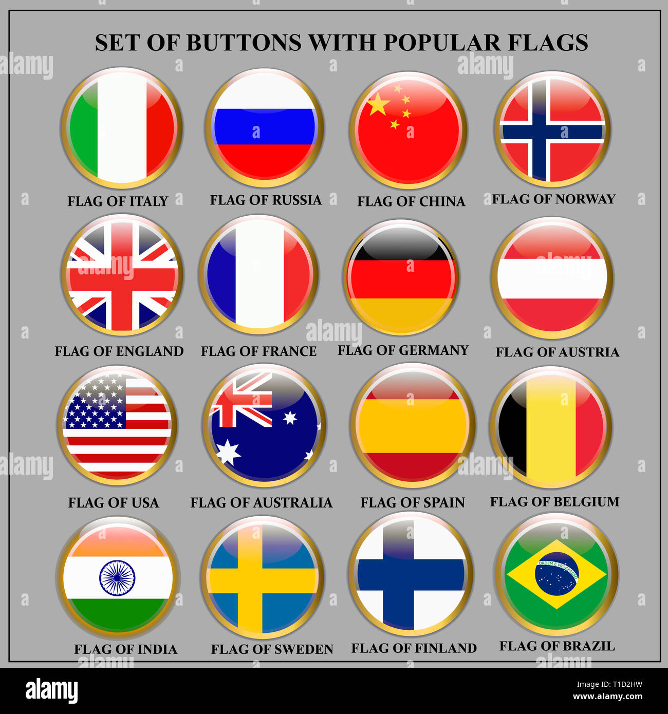 Bright set of banners with flags. Colorful illustration with flags of ...