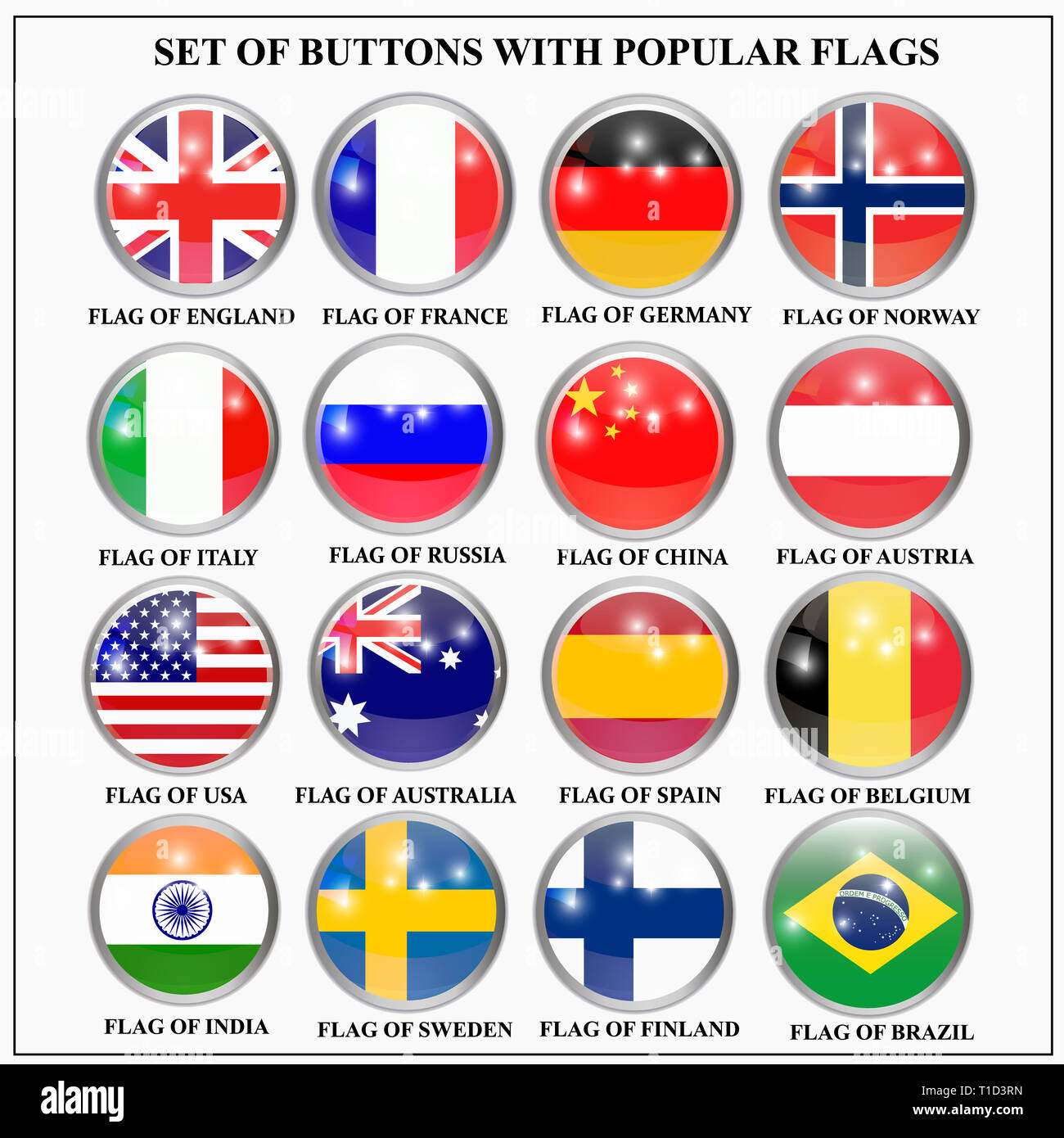 Bright set of banners with flags. Colorful illustration with flags of ...