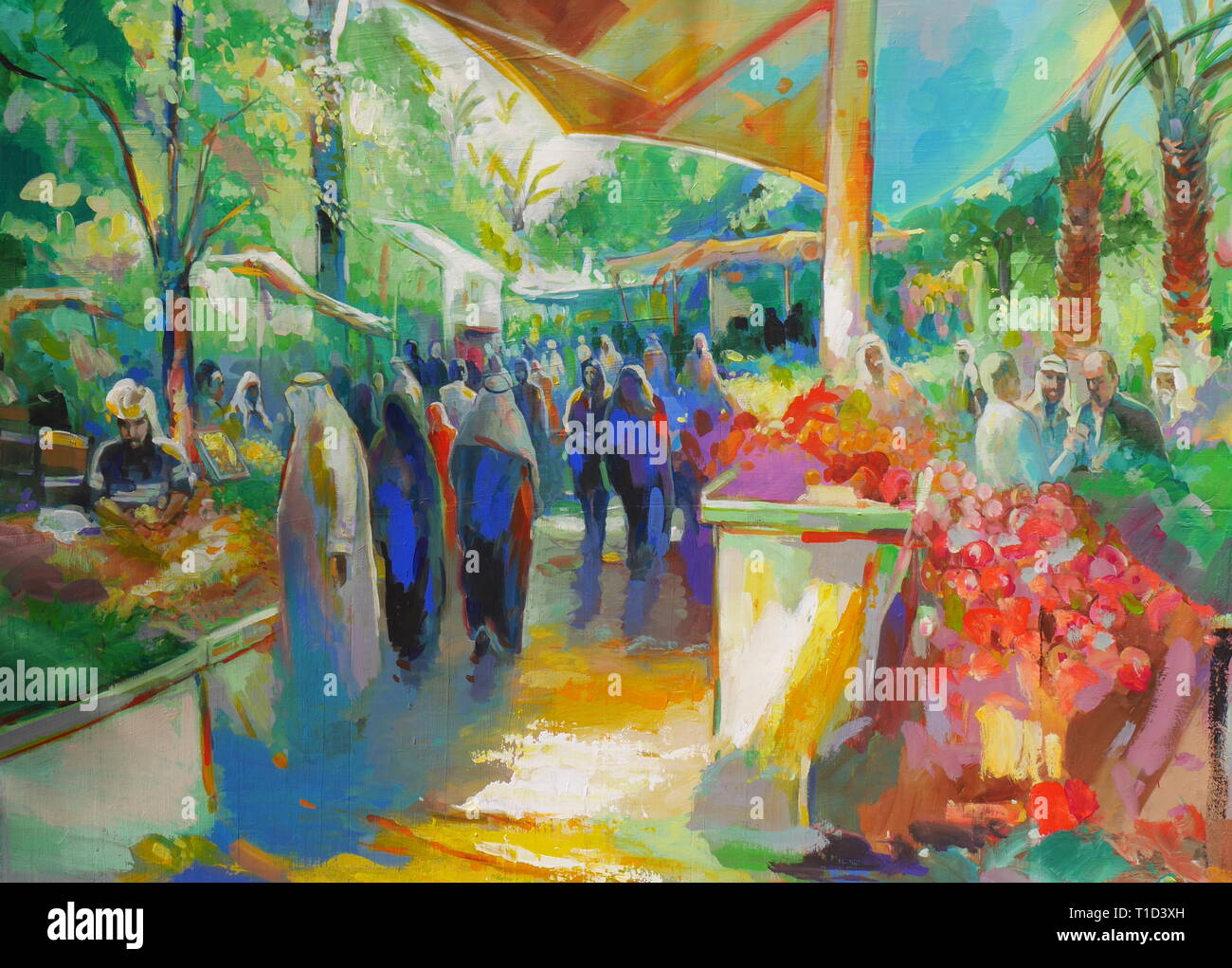 Painting promoting the Tomato Festival, farmer’s market, Kingdom of ...