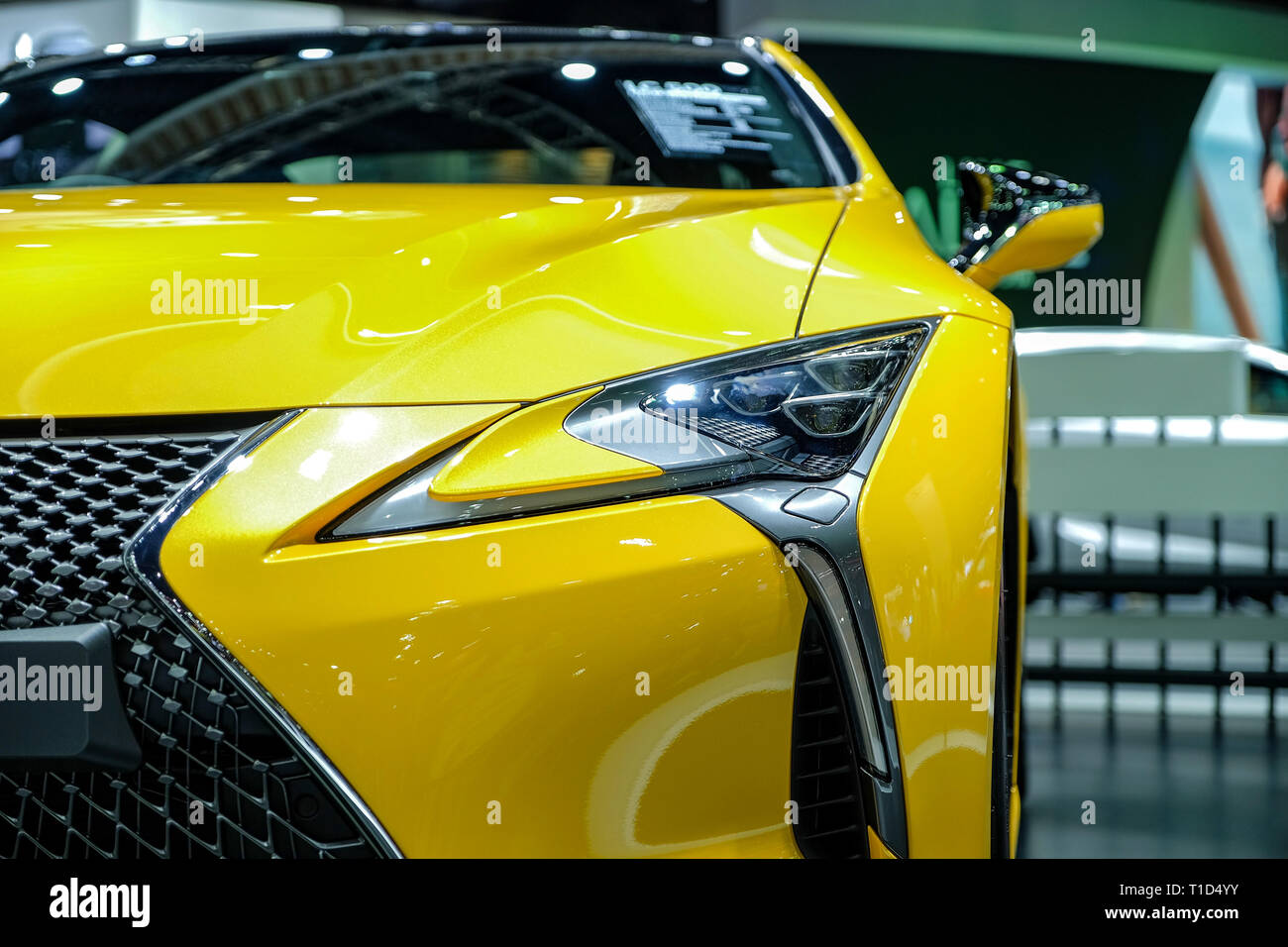 Nonthaburi-Thailand DEC 5 2017: Close-up a Headlight of New LEXUS LC ...