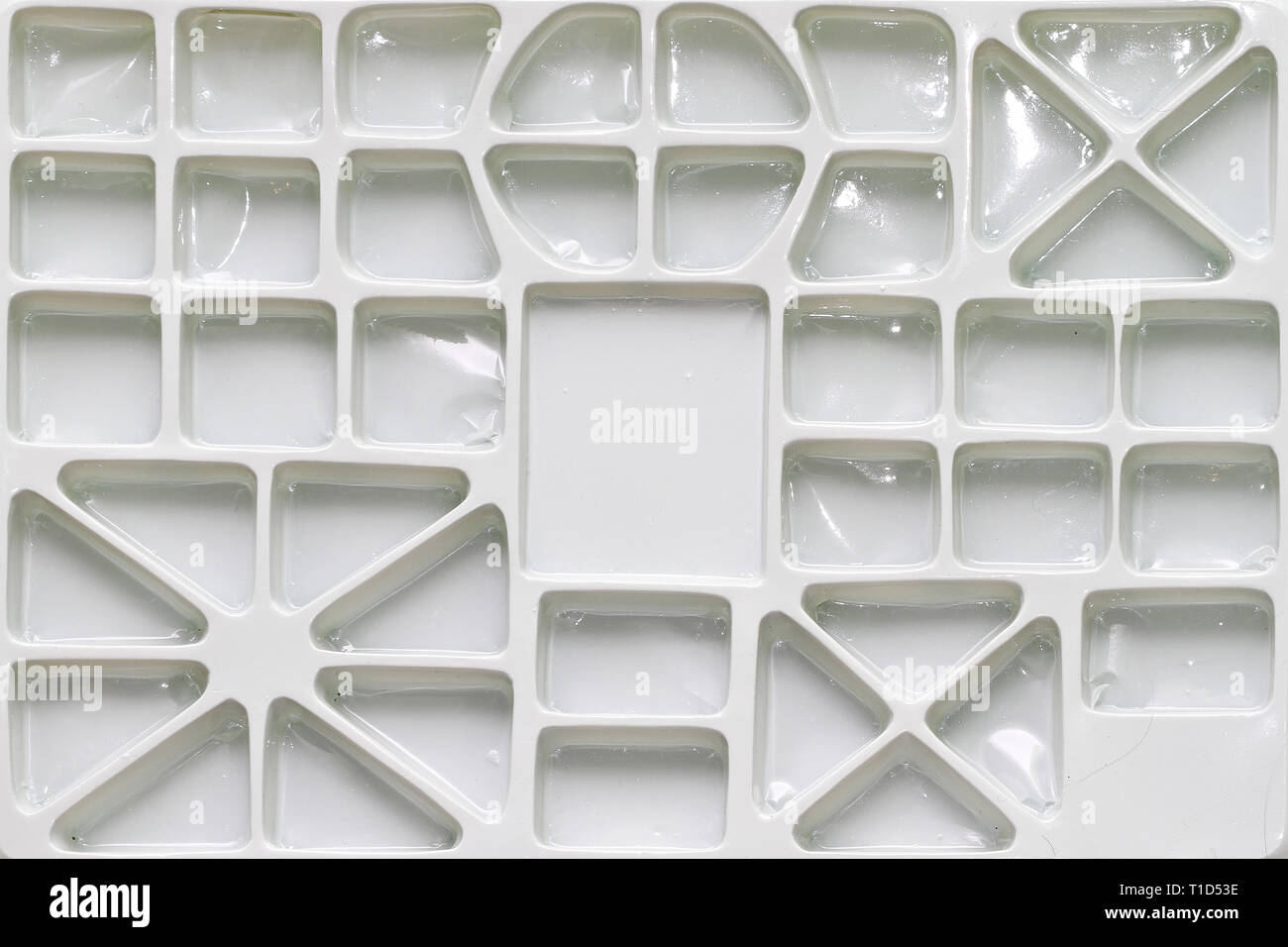 Empty Compartments White Plastic Tray in Various Shapes Stock Photo - Alamy
