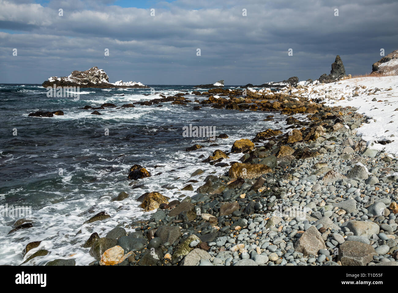 Looking out over the Sea of Japan from the coastline of the Shakotan ...