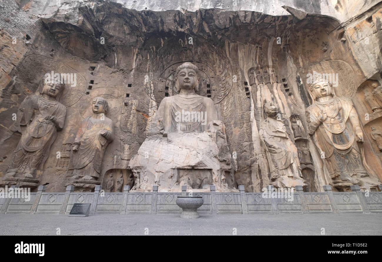 Luoyang, Henan/CHINA- JANUARY 19, 2019: Longmen Grottoes is one of the ...