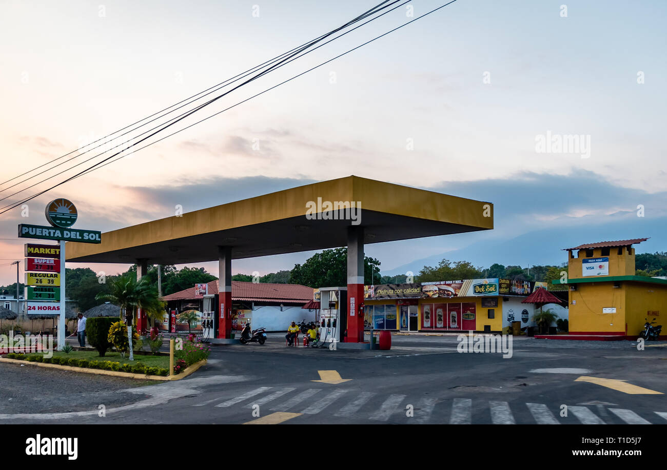 Puerta del sol gas station in Guatemala Stock Photo - Alamy