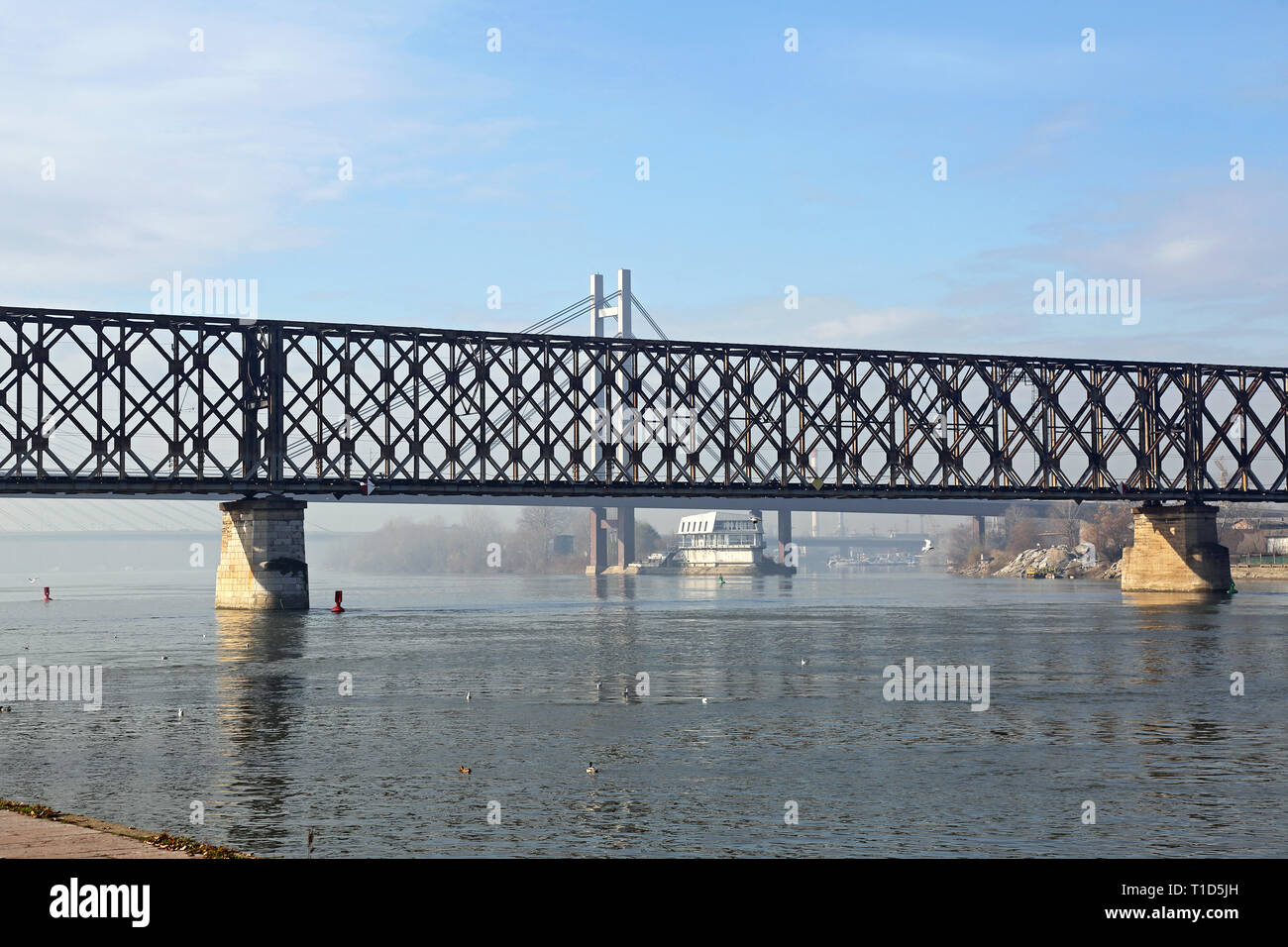 Old Steel Railway Bridge Over Sava River in Belgrade Stock Photo - Alamy