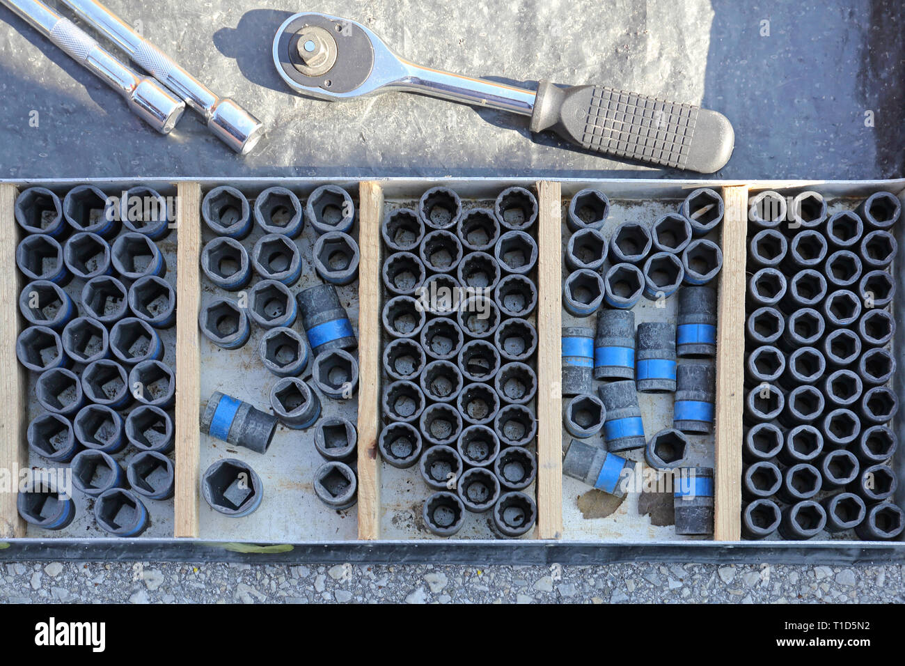 Socket Wrench Ratchet Spanner and Deep Socket Wrench Tools Stock Photo ...