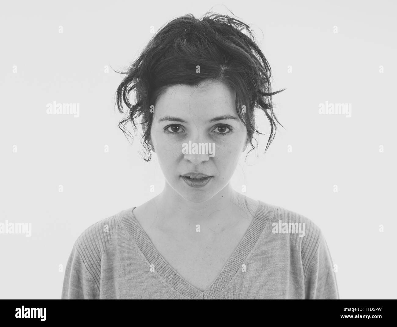 Close up face pretty Black and White Stock Photos & Images - Alamy