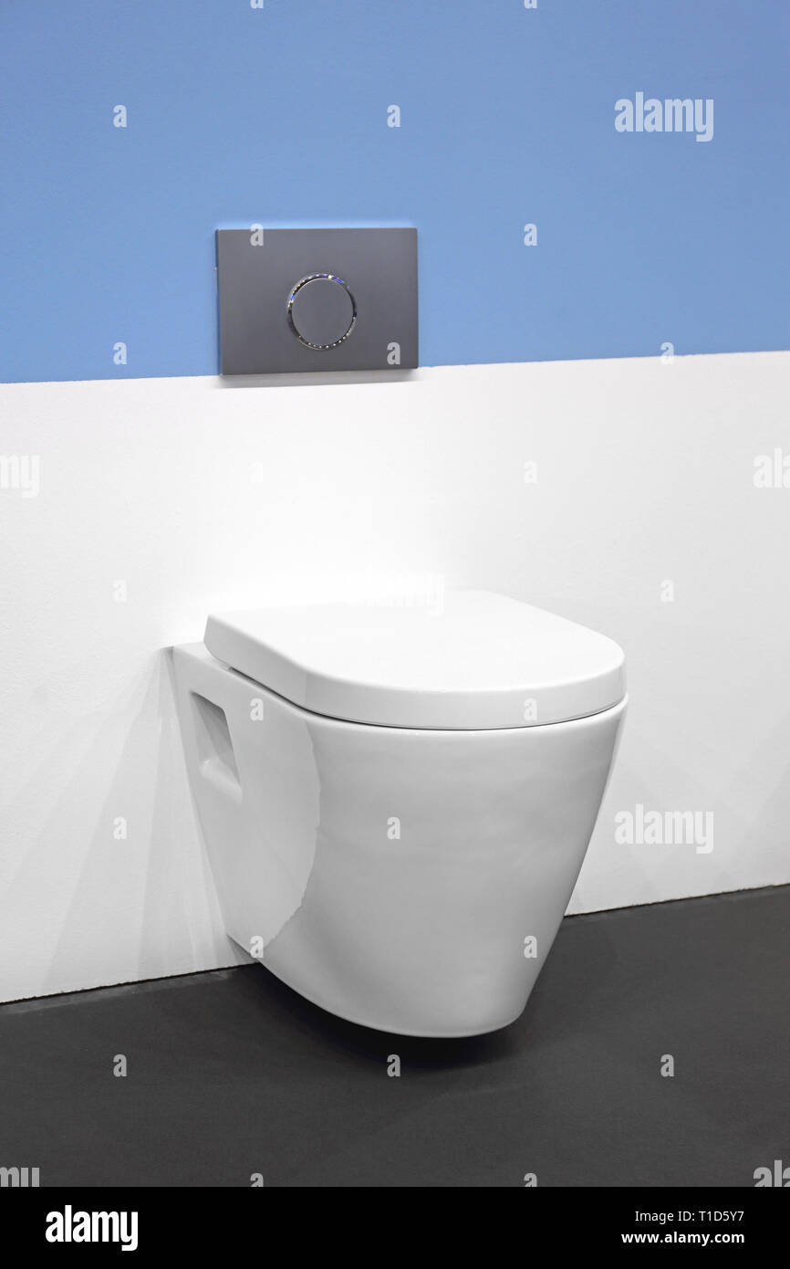 Contemporary Ceramic Toilet Seat in Bathroom Stock Photo - Alamy