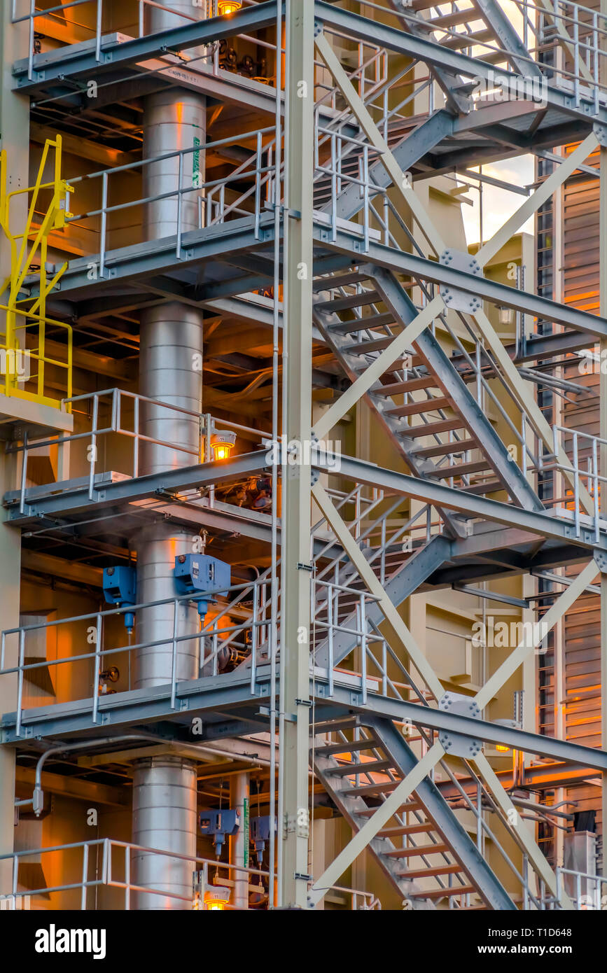 Flight of stairs at a Power Plant in Utah Valley. Flight of outdoor ...