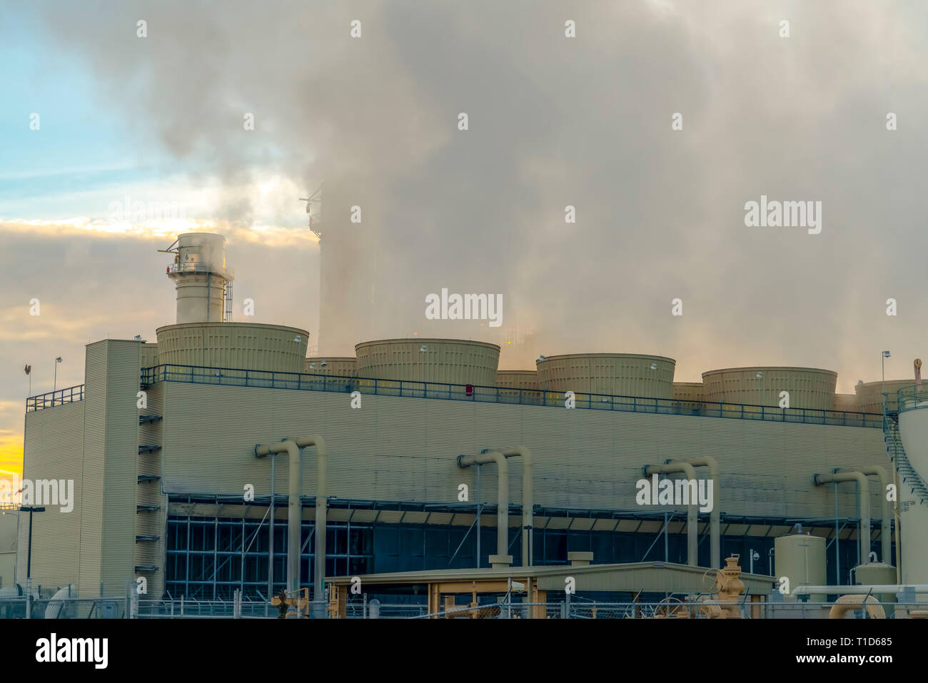 Smoke from smokestacks of a Power Plant in Utah. Thick smoke coming out ...