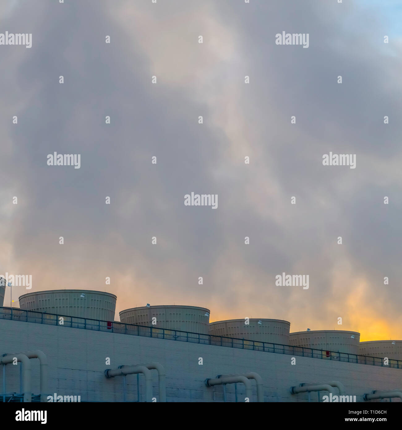 Steam plumes from Power Plant in Utah Valley. Steam plumes emitted into ...