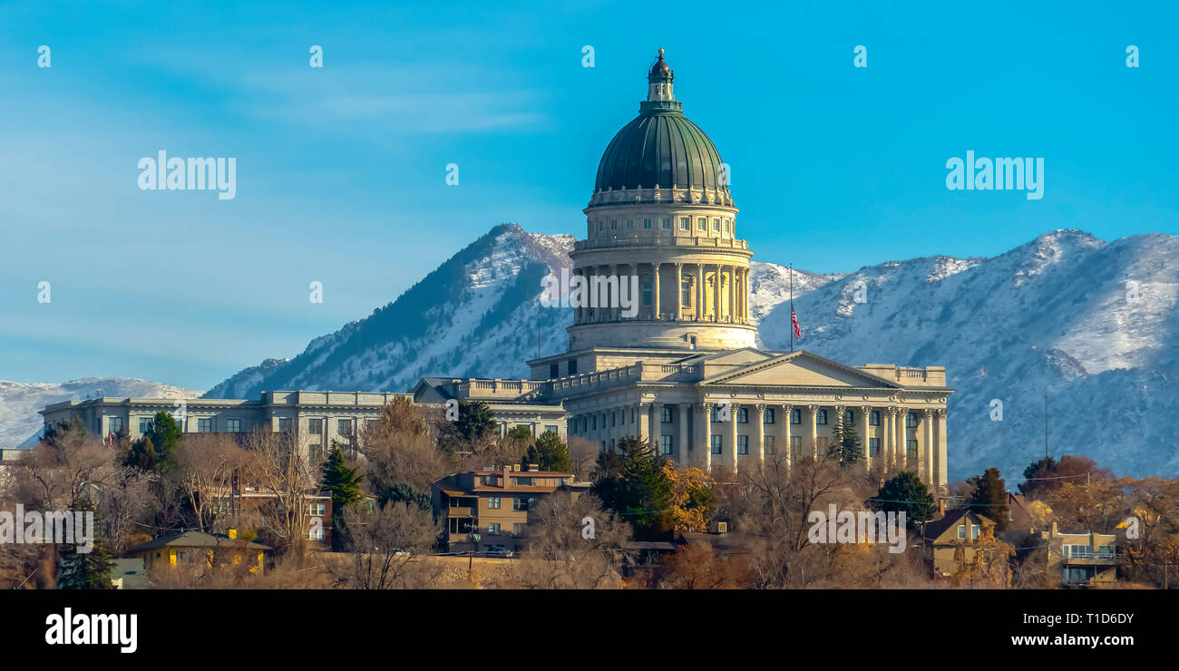 Utah State Capital Building viewed on a sunny day. The grand Utah State ...