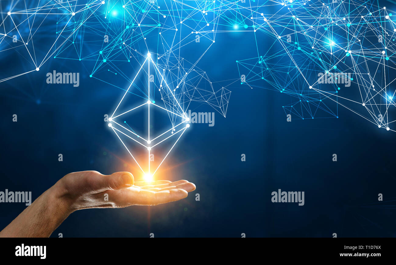 Ethereum symbol and connection lines Stock Photo - Alamy