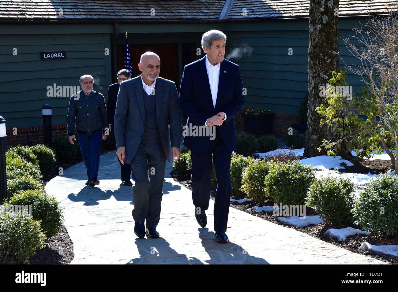 U.S. Secretary of State John Kerry and Afghan President Ashraf Ghani ...