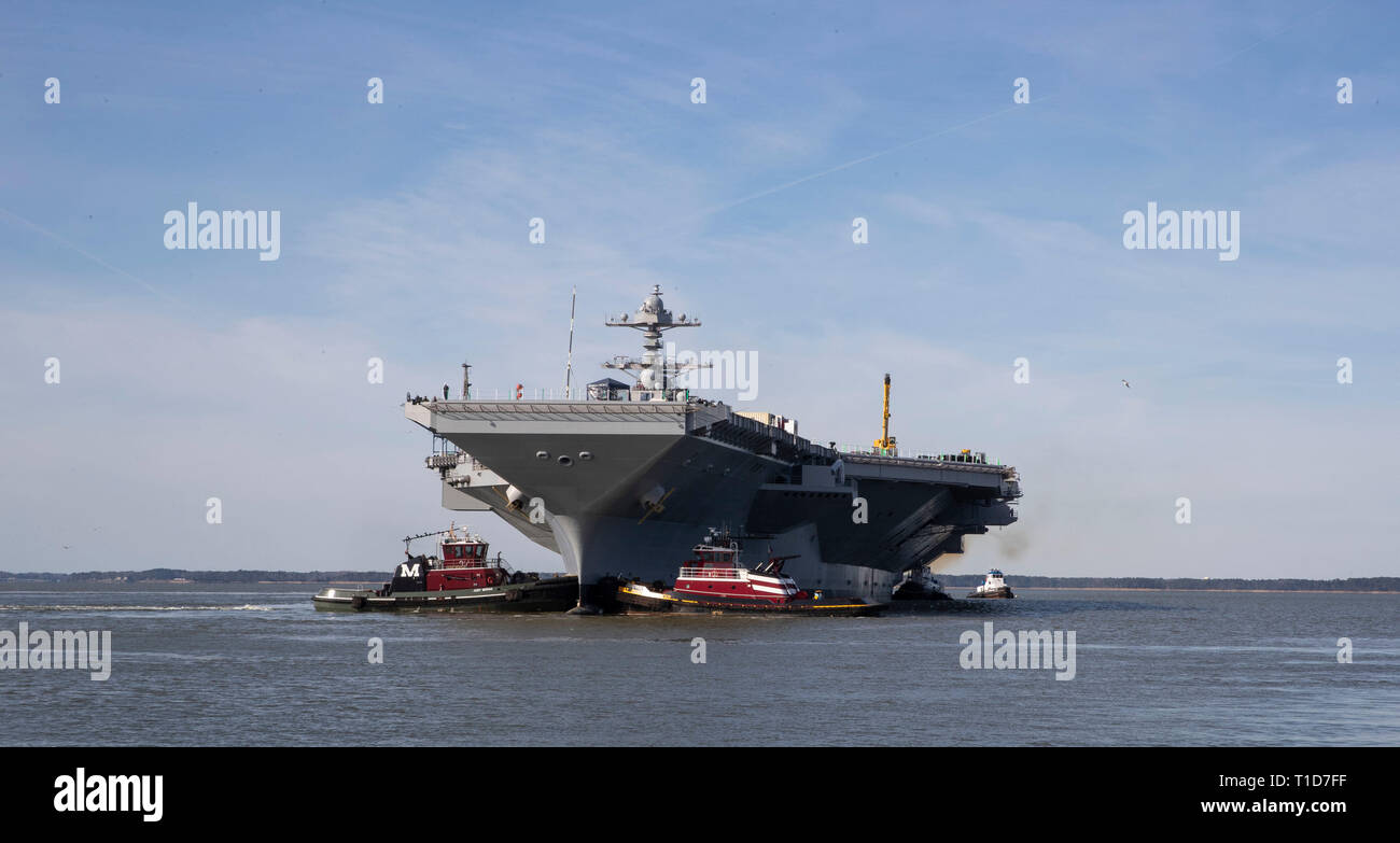 NEWPORT NEWS, Va. (March 17, 2019) USS Gerald R. Ford (CVN 78) is ...