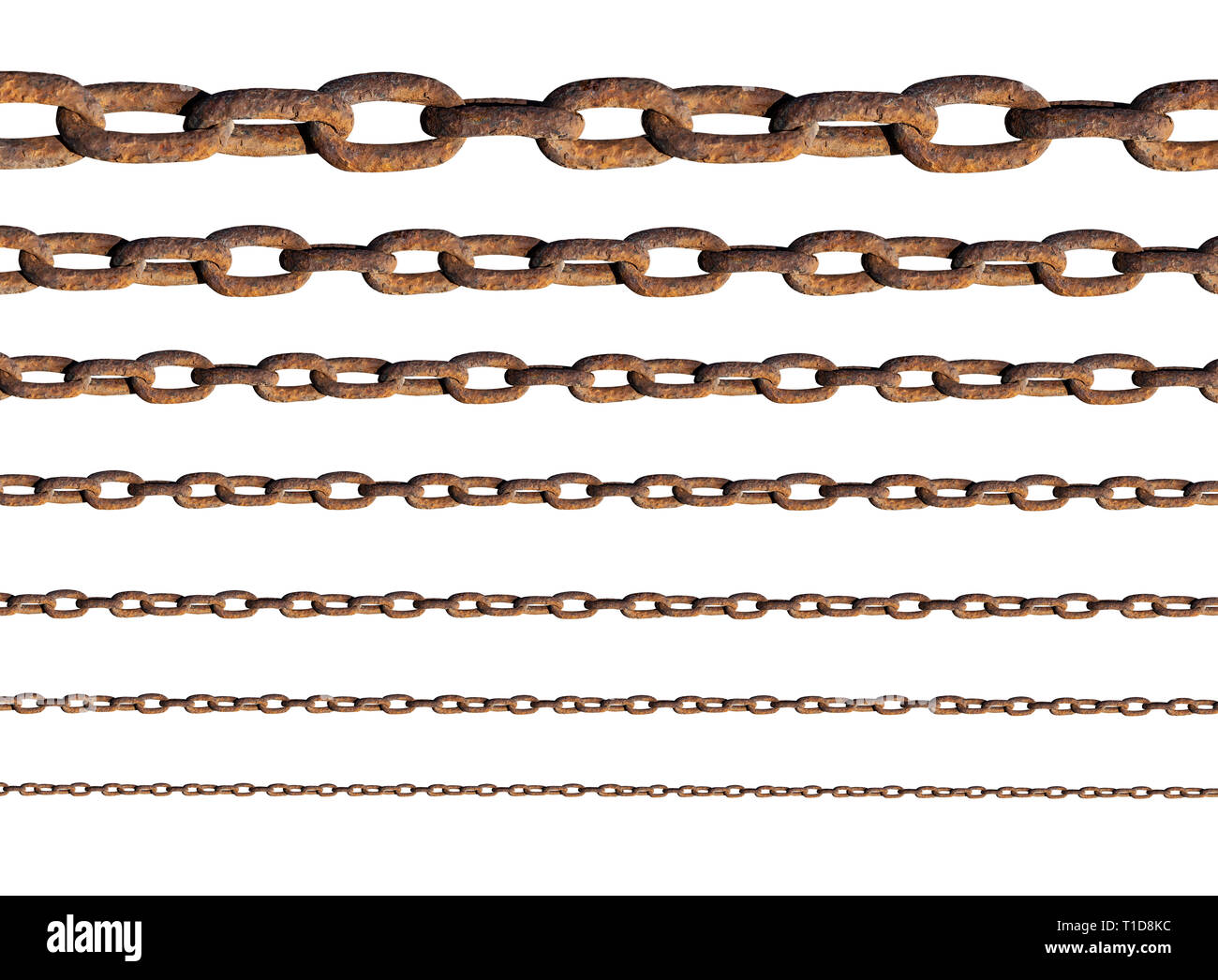 Rusty metal chains isolated on white Stock Photo - Alamy