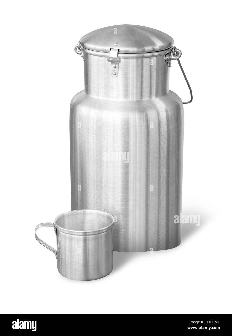 aluminium milk can on white background with clipping path Stock Photo ...