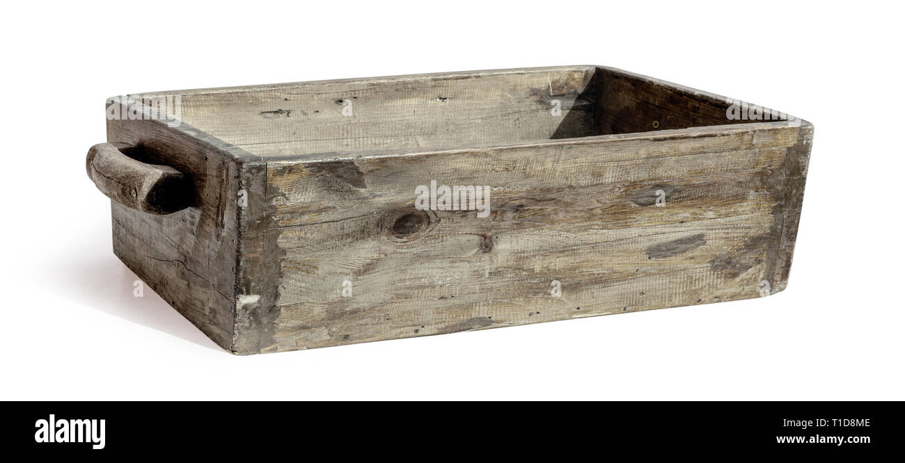 old wooden box isolated on white Stock Photo - Alamy