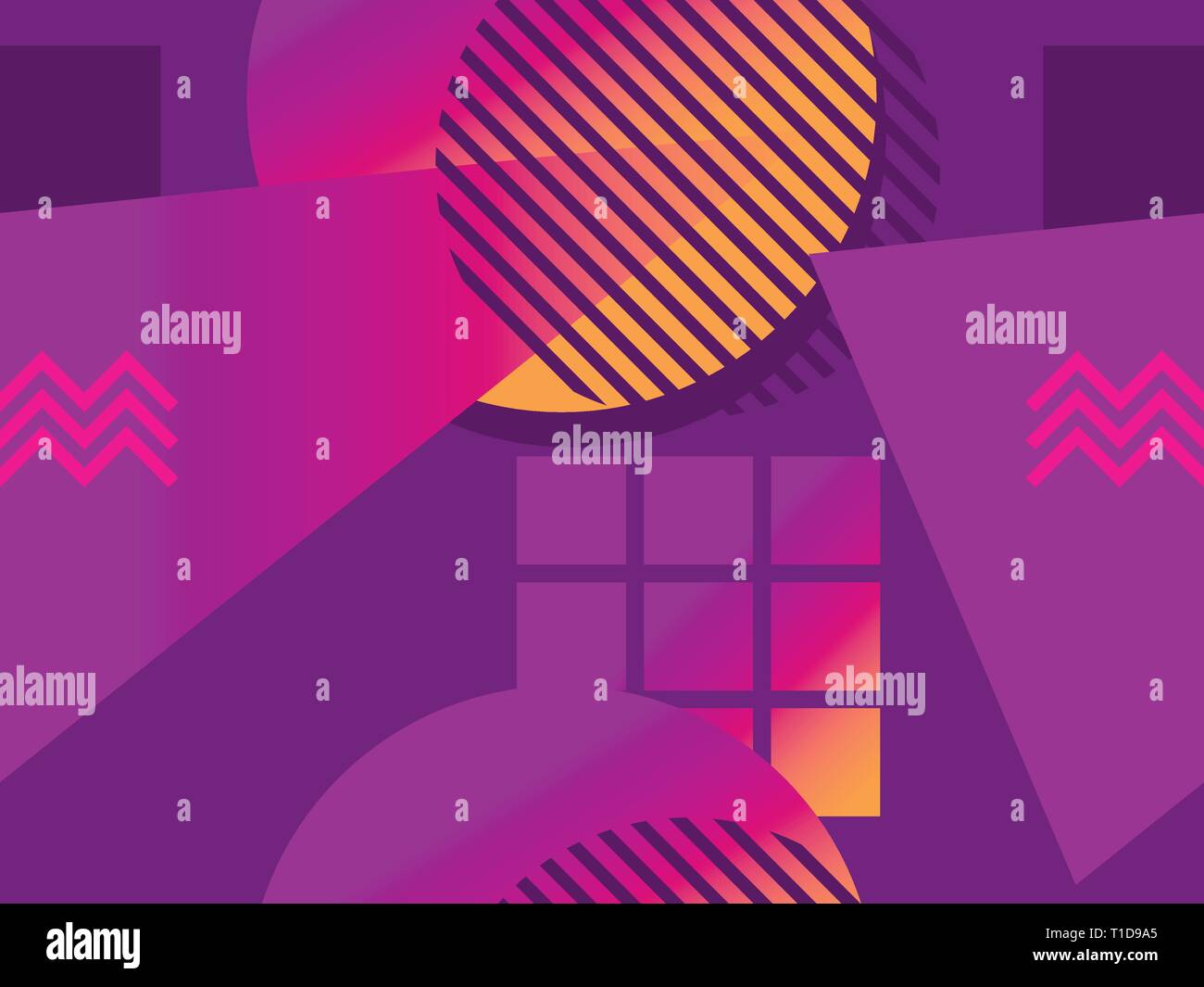 Seamless pattern with geometric objects and colorful gradient in retro ...