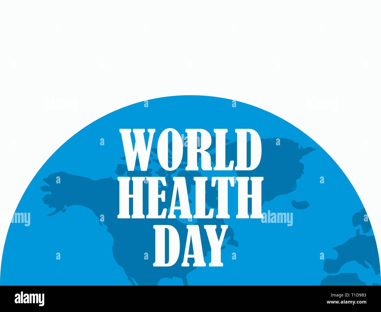 World Health Day. Half the planet earth is blue. Vector illustration ...