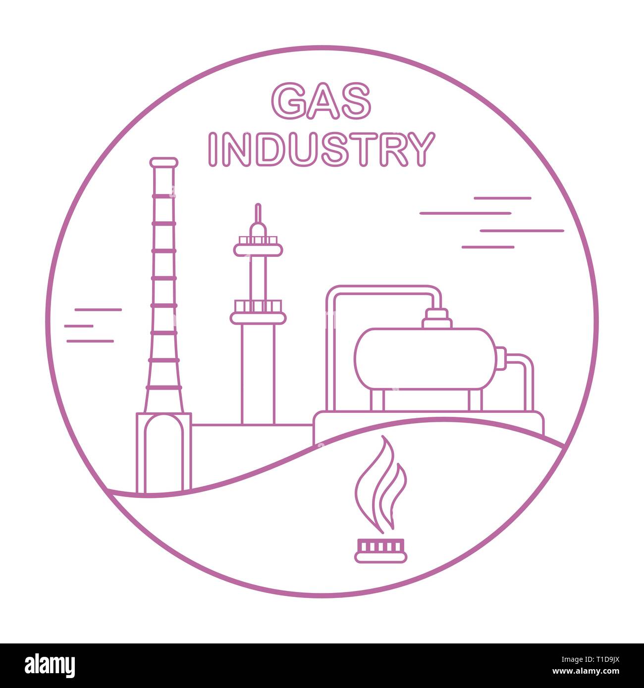 Vector illustration with equipment for gas production. Gas industry ...