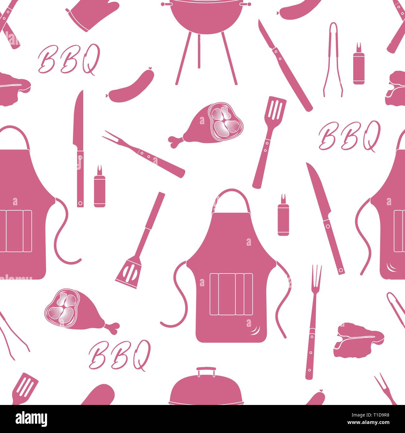 Seamless pattern with grill and barbecue tools. BBQ party background ...