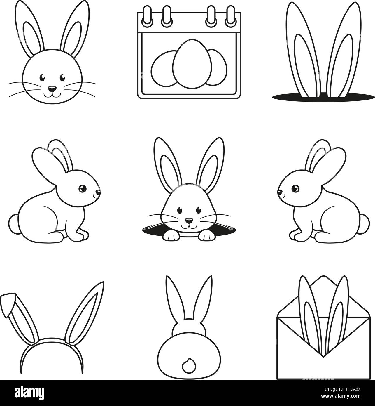Hare outline line set Stock Vector Images - Alamy