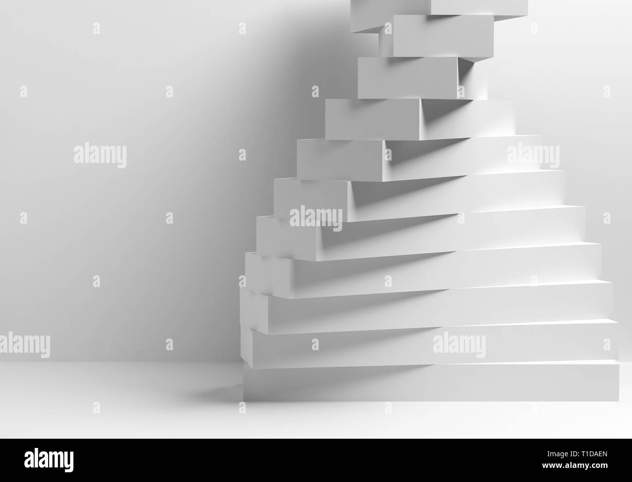 Abstract geometric architecture, white parametric spiral installation ...