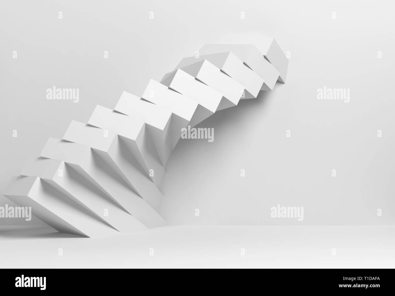 Abstract Geometric Architectural Background White Parametric Spiral Installation Of Boxes On