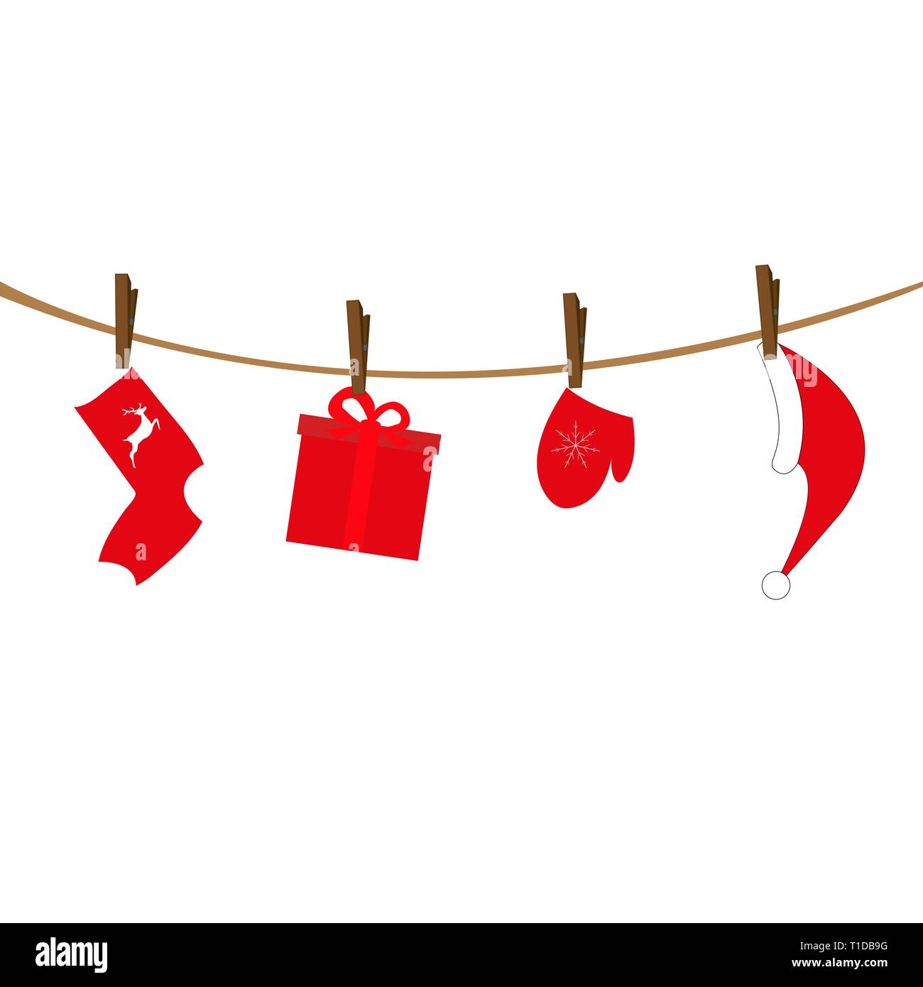 Santa Claus clothes hanging on a rope vector Stock Vector Image & Art ...