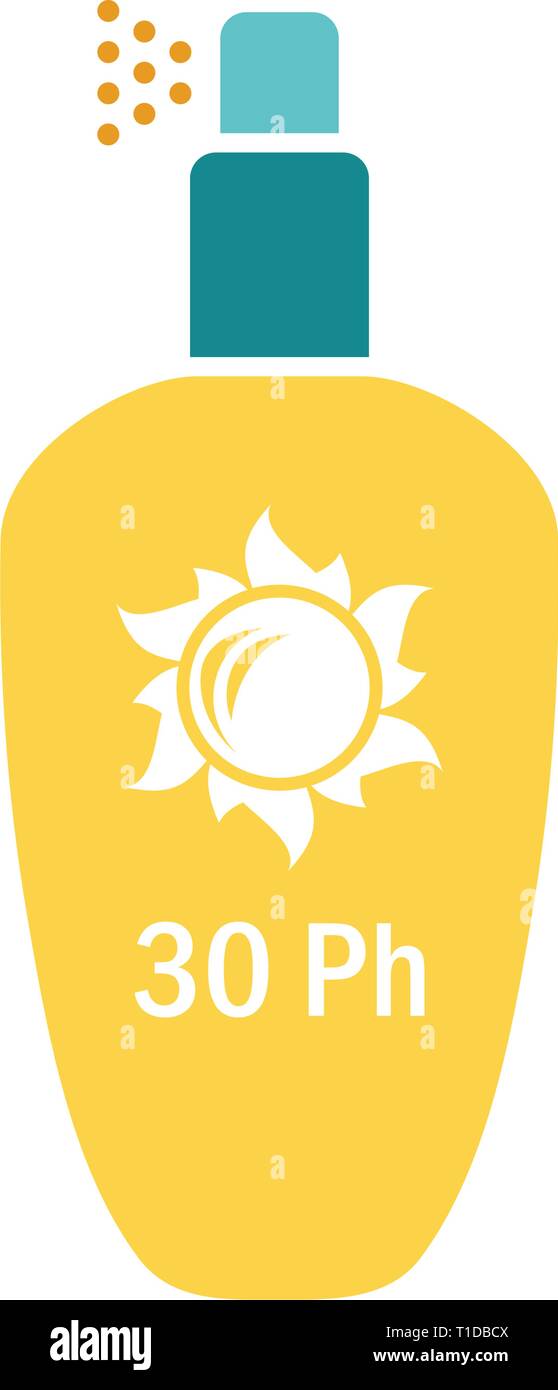 Sun protection spray icon. Stencil in blue and yellow tone. Vector ...