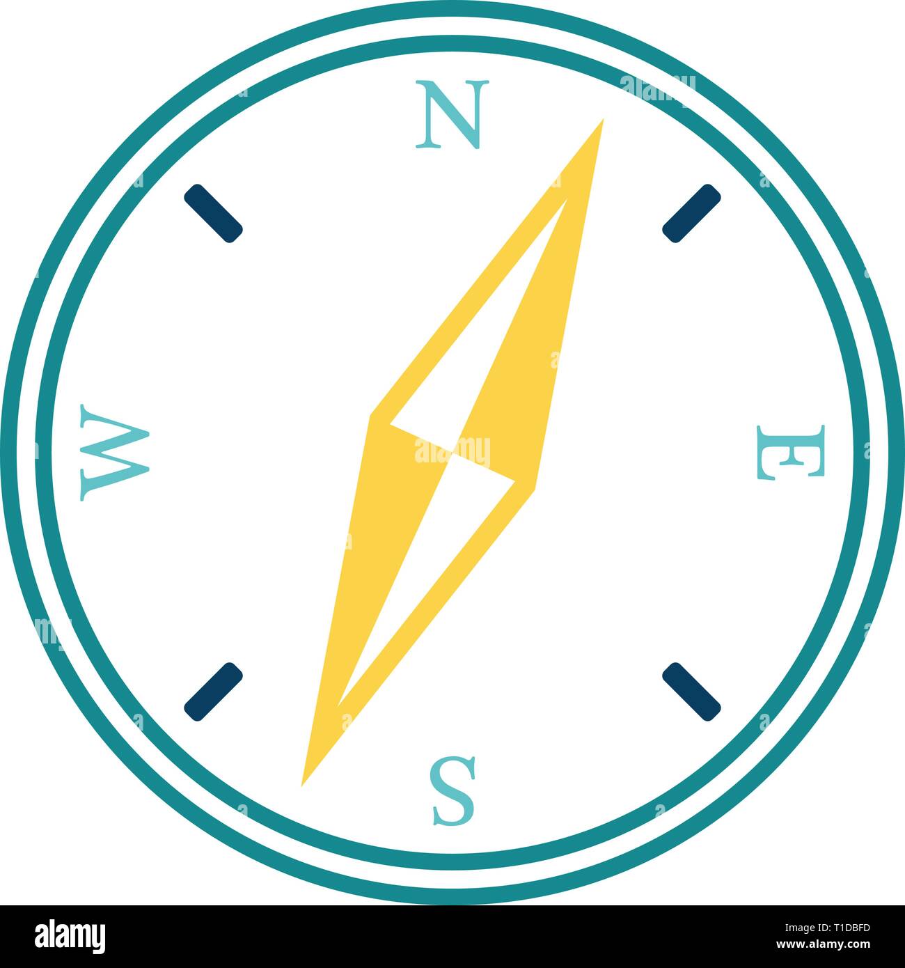 Compass icon. Stencil in blue and yellow tone. Vector illustration ...