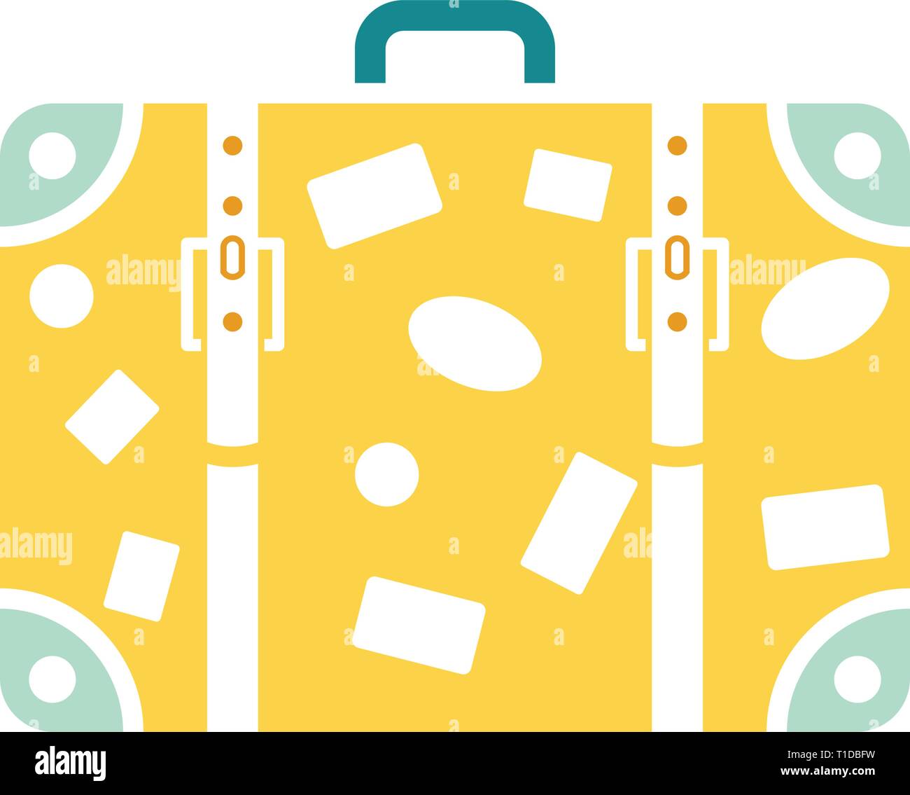 Suitcase icon. Stencil in blue and yellow tone. Vector illustration ...