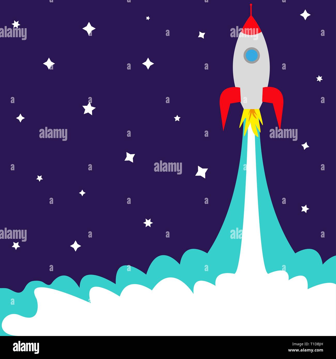 launch of a space rocket ship, vector illustration Stock Vector Image ...