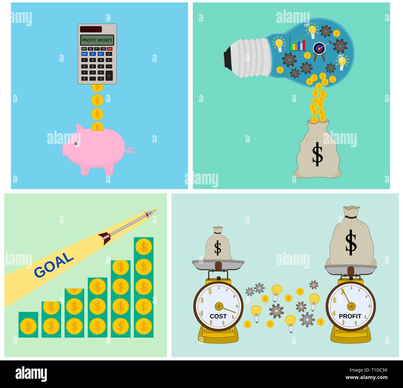 Business success profit money concept , icon set Stock Vector Image ...