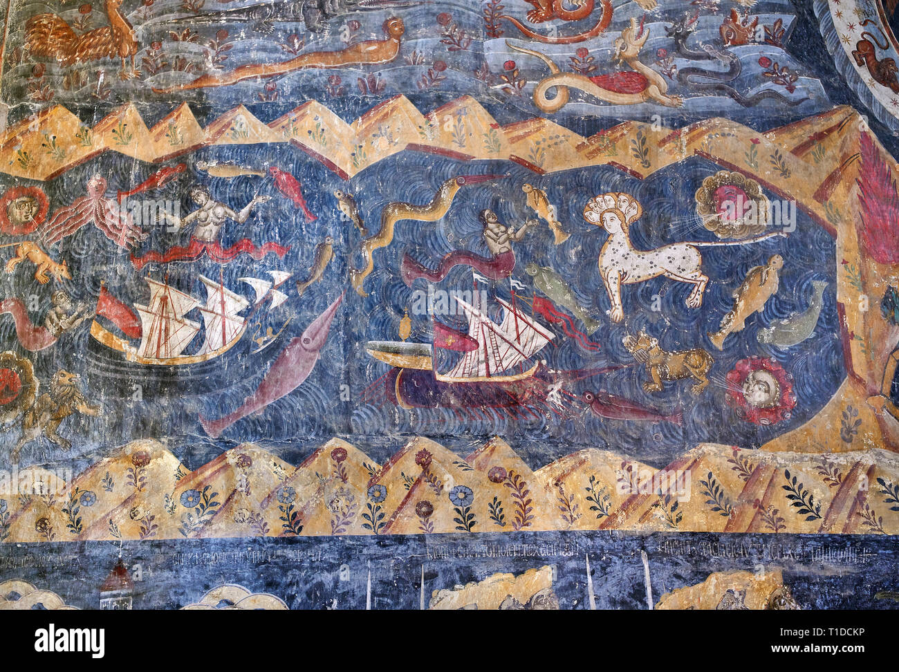 Pictures & images of the interior fresco depicting 13th-century ...